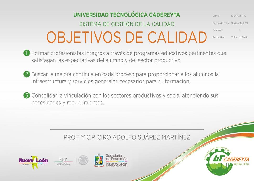 Universidad Tecnológica Cadereyta | Calidad UT